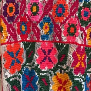 Vintage | Dresses | White Lace Huipil Embroidered By Hand With Colored ...